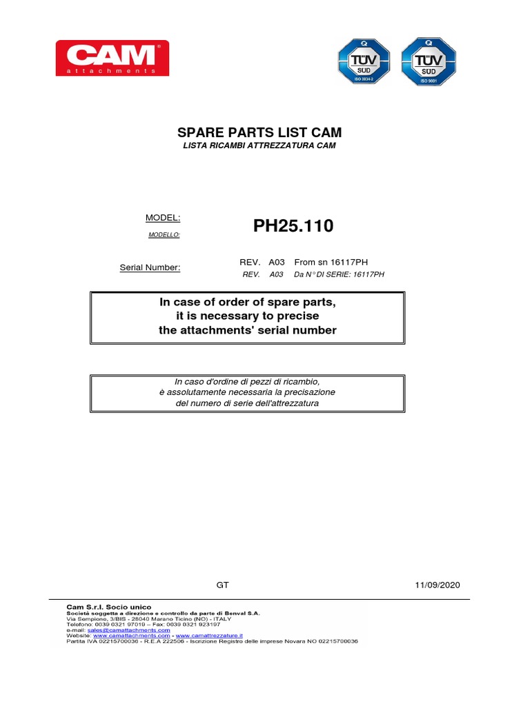 CAM - PH25.110 - REV. A03 From SN 16117PH | PDF