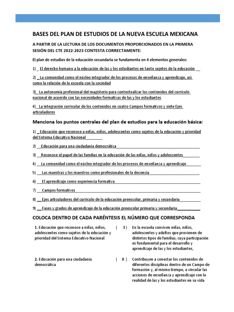 Fundamentos y elementos clave del nuevo plan de estudios para la educación básica en México ...