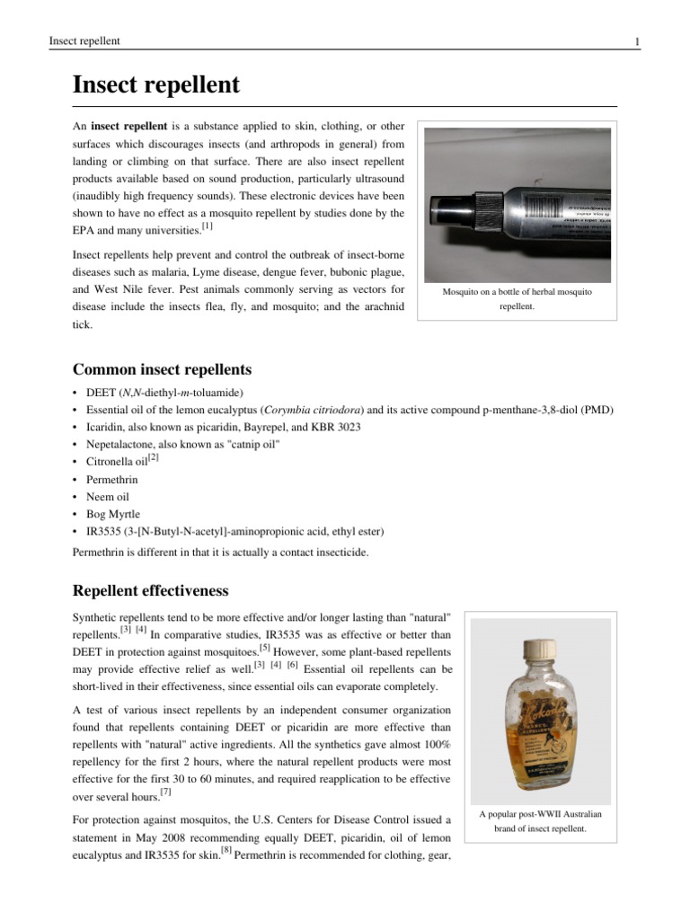 Insect Repellent Overview and Effectiveness | PDF | Agriculture