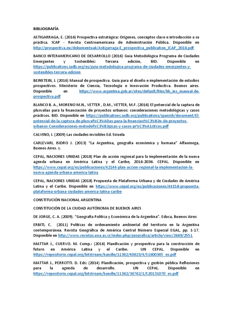 BIBLIOGRAFÍA | PDF | Banco Interamericano de Desarrollo | Argentina