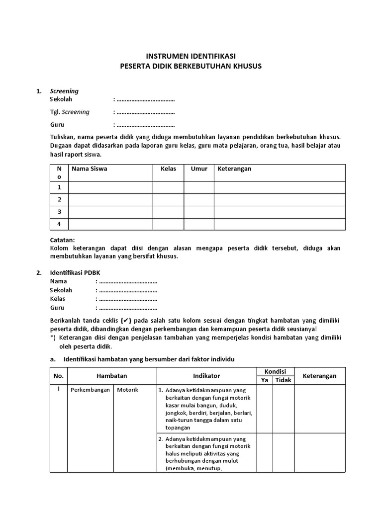 LEMBAR KERJA 1 IDENTIFIKASI PDBK 2023 Revisi | PDF