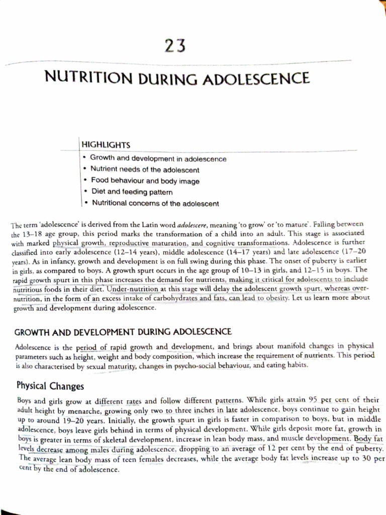 Adolescent Nutrition and Growth Needs | PDF | Puberty | Vitamin