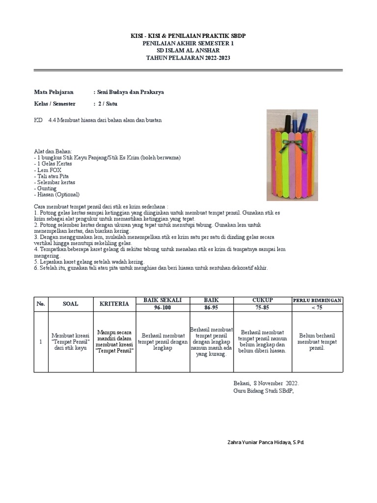 Kisi2 PAS SBDP Kelas 2B | PDF