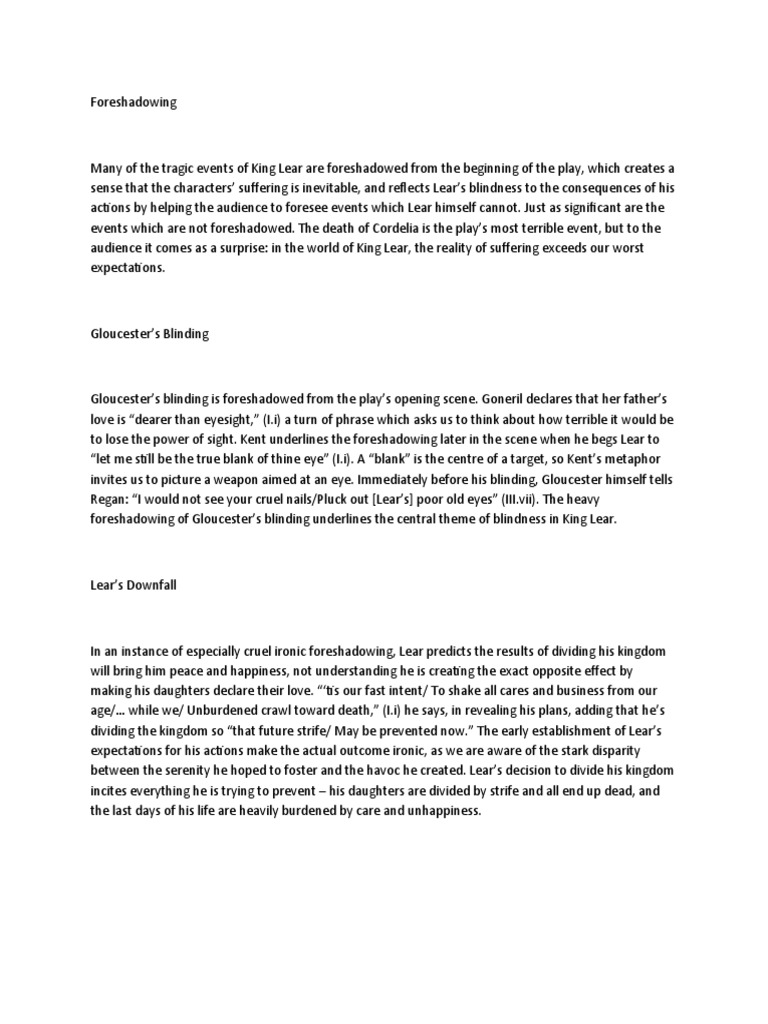 Foreshadowing | PDF | King Lear