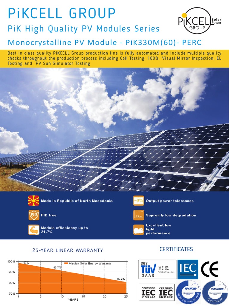 Pik High Quality PV Modules Series | PDF | Photovoltaics | Solar Panel
