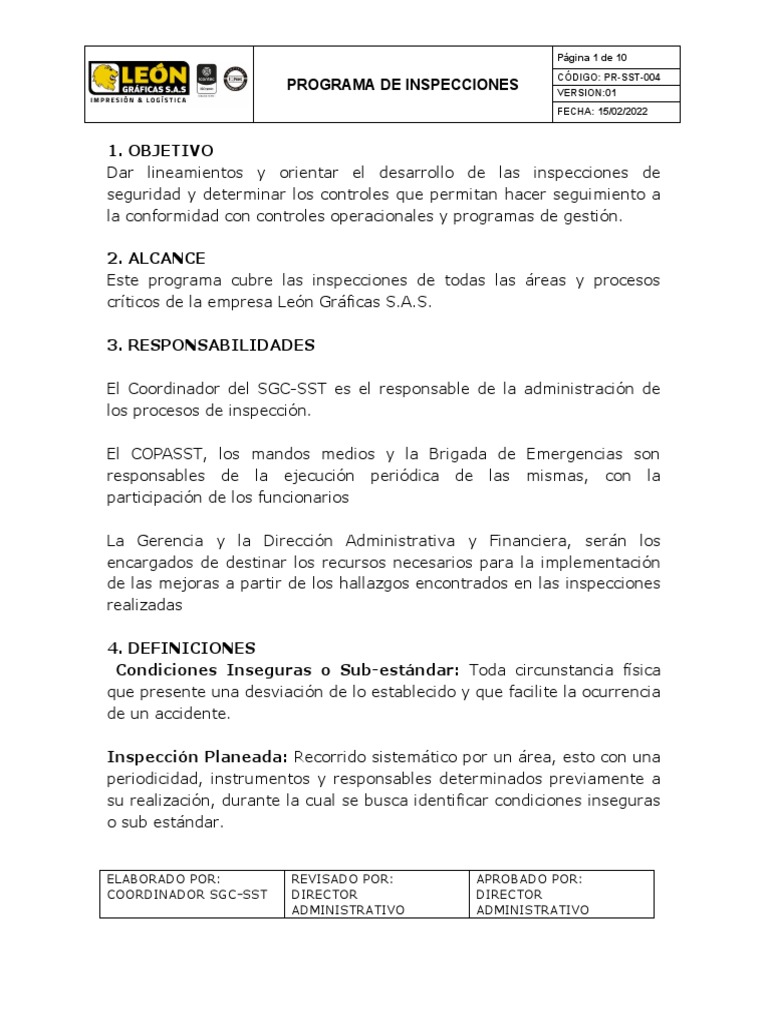 Programa Inspecciones | PDF | Planificación | Science