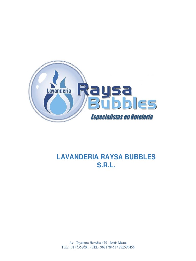 Carta de Presentación - Lavandería Raysa Bubbles SRL - 2023 | PDF | Economias