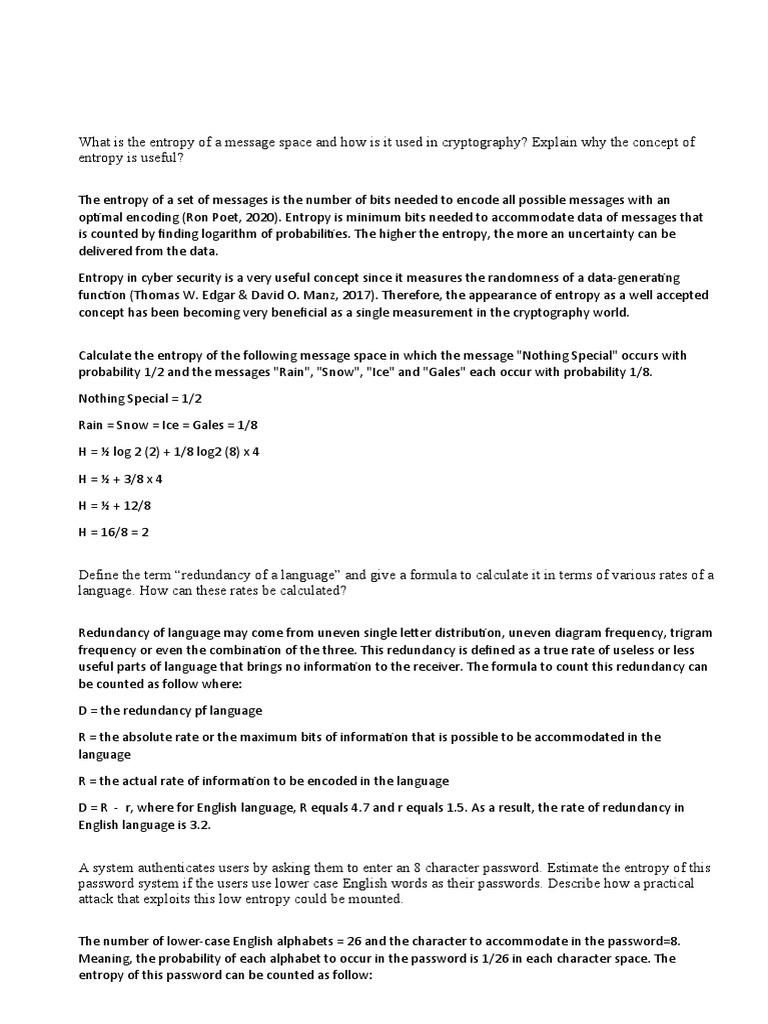Calculating Entropy and Analyzing Password Strength to Demonstrate Cryptographic Concepts and ...