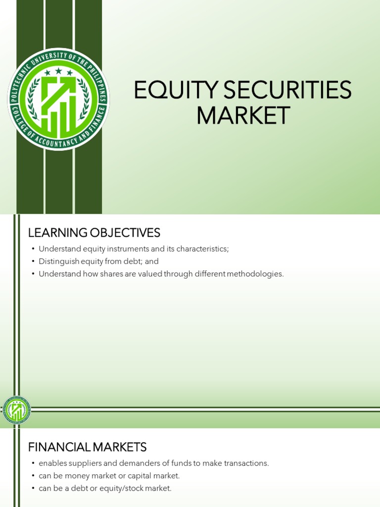 Equity Securities Market Pdf Stocks Equity Finance