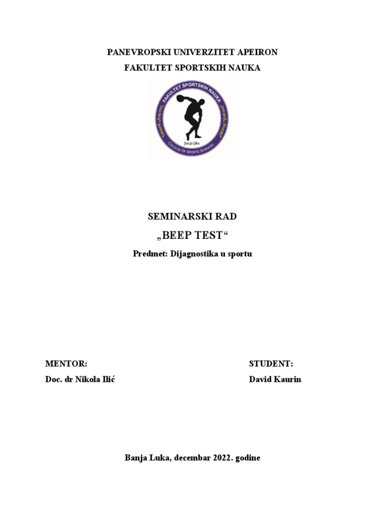 Sutherland Ili BEEP Test | PDF