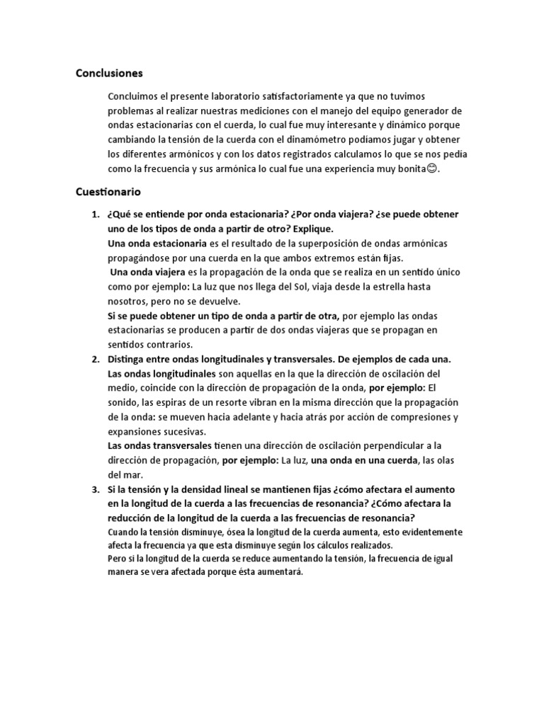 Cuestionario y Concluciones. | PDF Cuestionario y Concluciones. | PDF