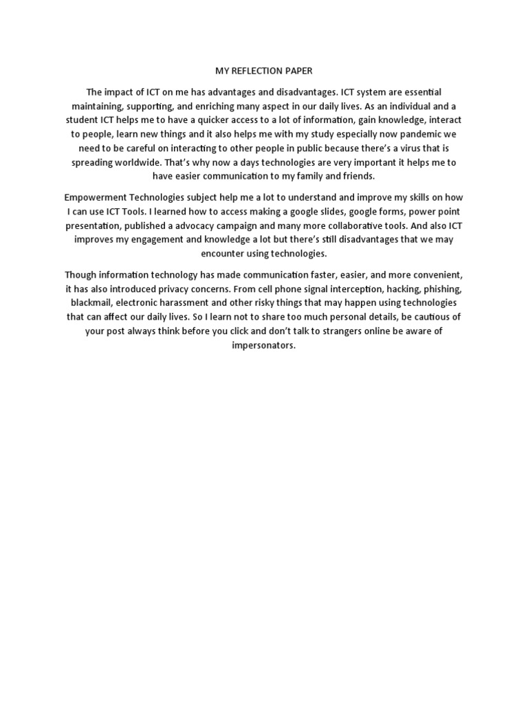 Reflection Paper in ICT | PDF