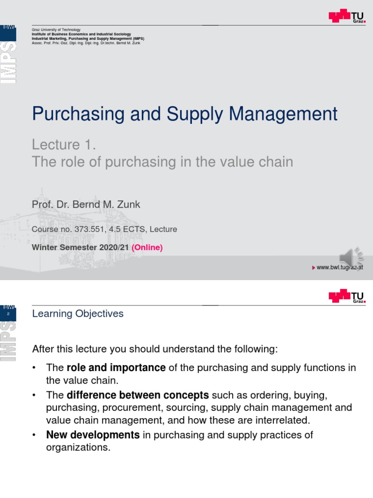 PuSm - Lecture 1 - Chapter 1 - Slides - Online (1) - Cópia | PDF | Supply Chain | Procurement