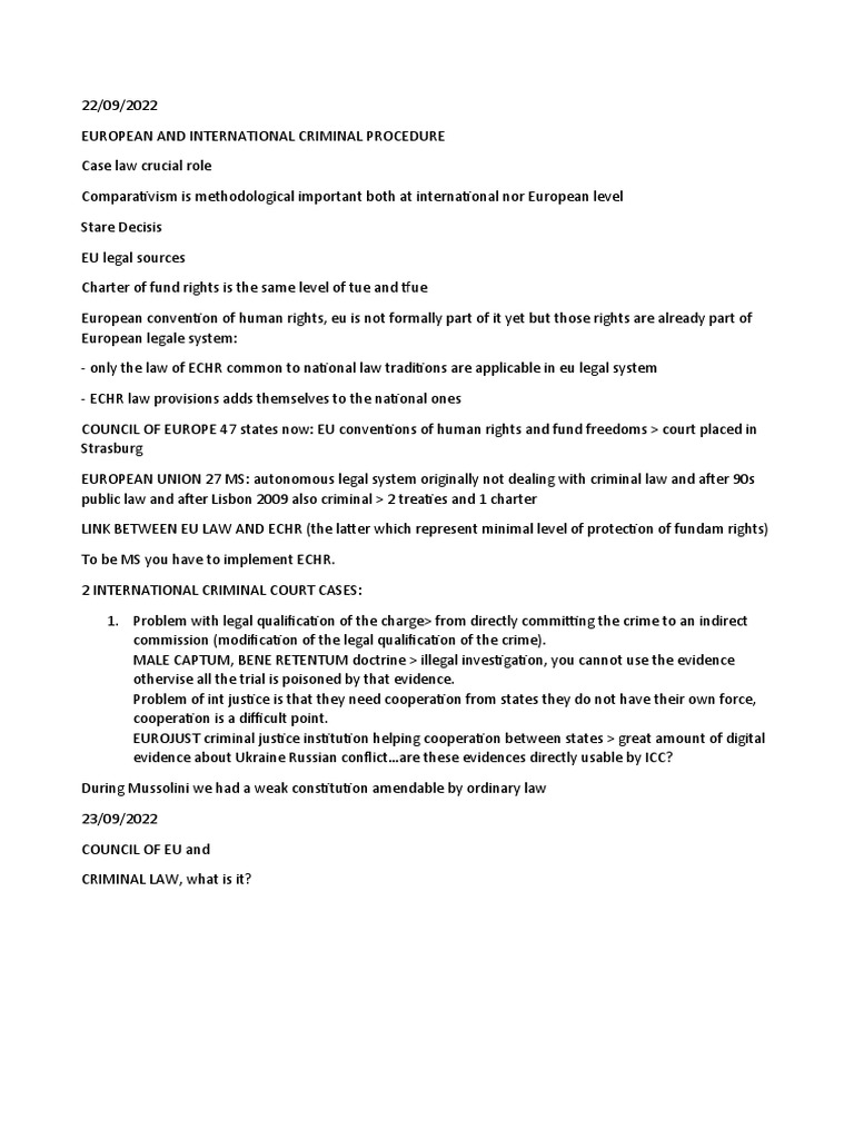 European and International Criminal Procedure | PDF