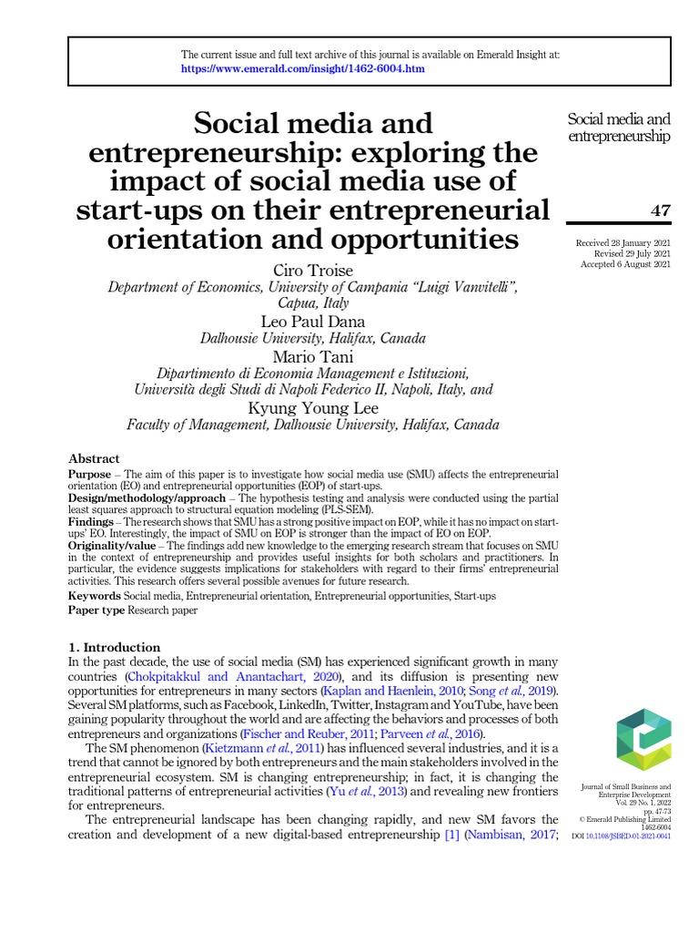 Social Media Entrepreneurship | PDF | Entrepreneurship | Marketing