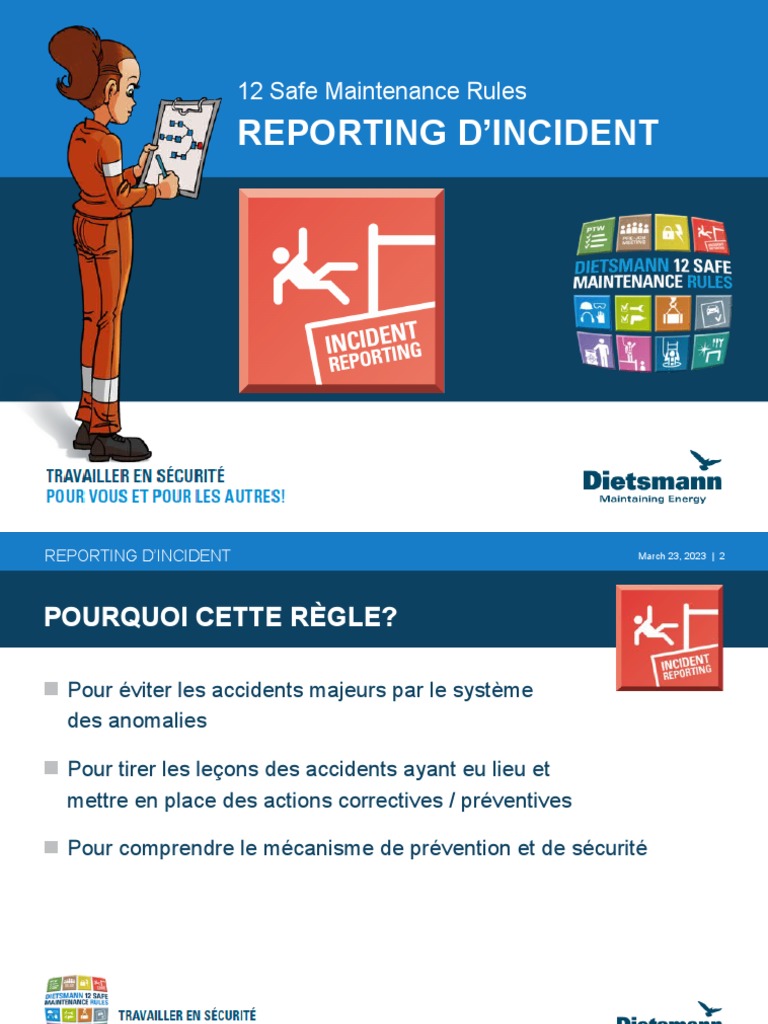 12 Safe Maintenance Rules 4 Incident Reporting FR | PDF