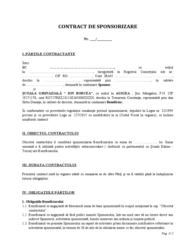 Contract Sponsorizare DS | PDF