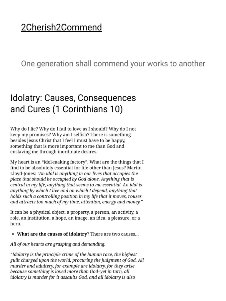 Causes and Cures of Idolatry | PDF | Idolatry | Jesus