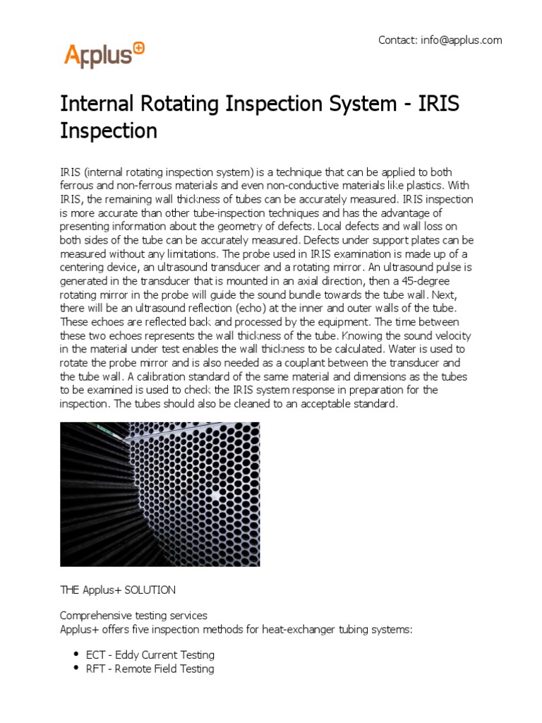 Internal Rotating Inspection Iris - en PDF | Download Free PDF | Boiler ...