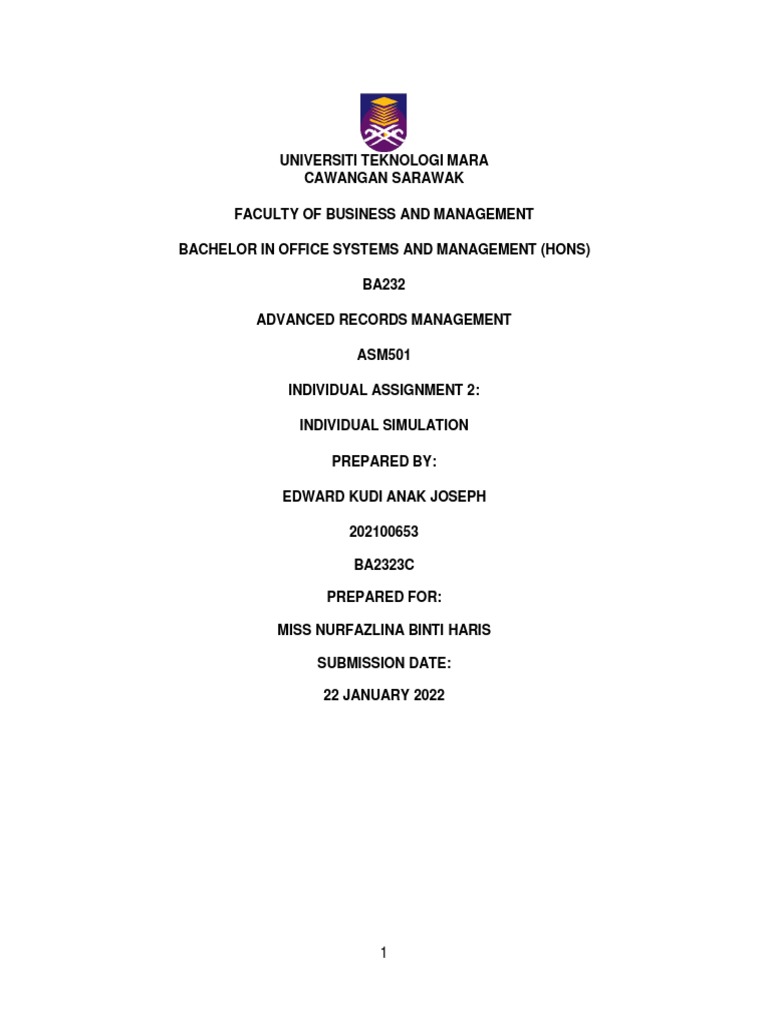 ASM501 Assignment 2 SIMULATION - Edward Kudi | PDF