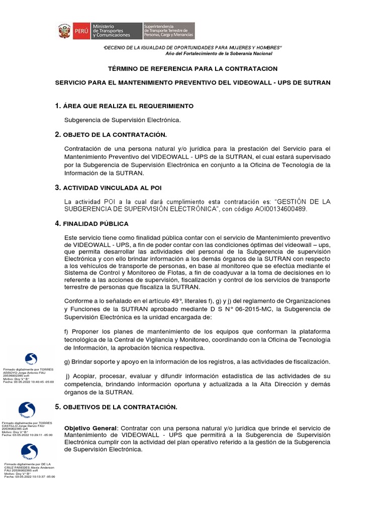 TDR Mantenimiento Videowall Ups V3 | PDF | Corrupción política