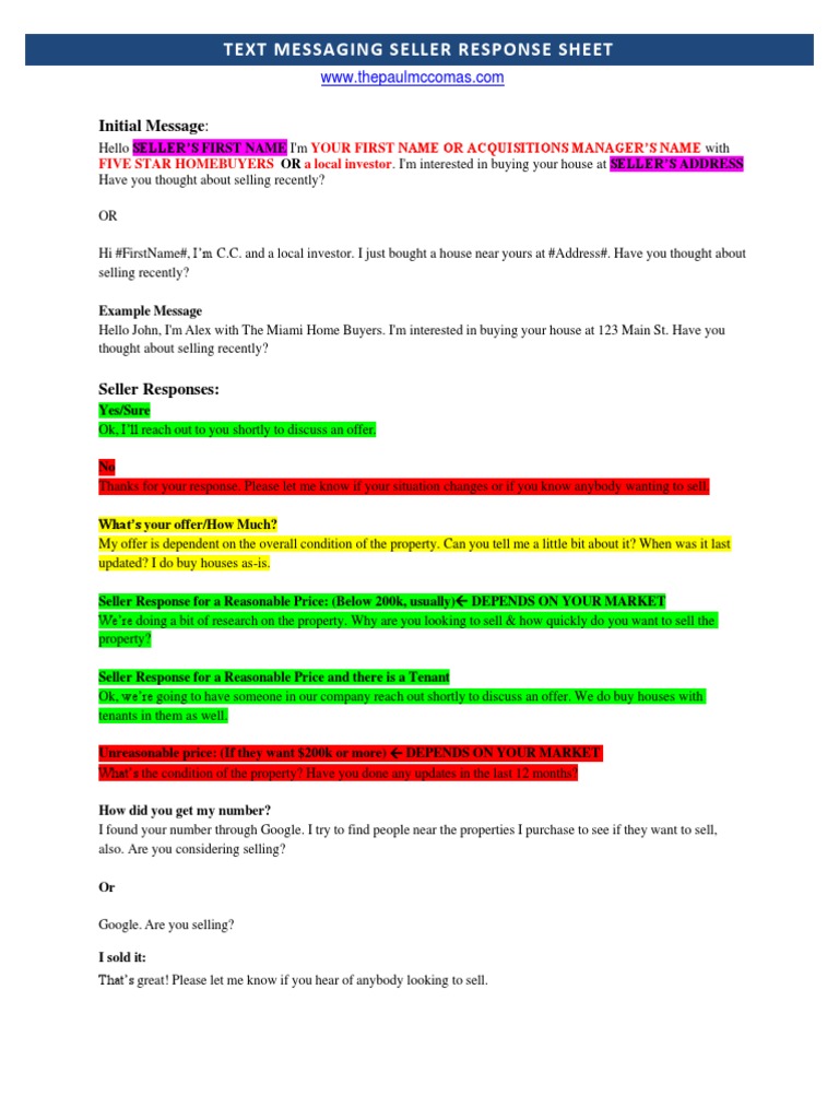 Real Estate Text Message Scripts Guide | PDF | Sales | Text Messaging