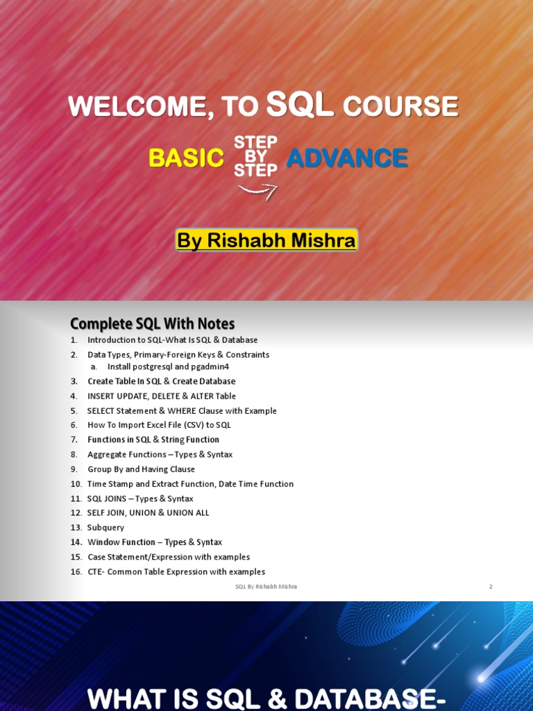 Complete SQL Tutorial in Hindi by Rishabh Mishra | PDF | Sql | Table (Database)