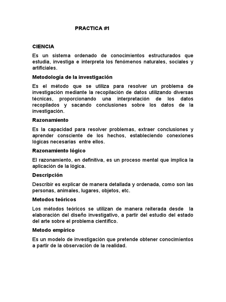 Practica de Metodologia | PDF