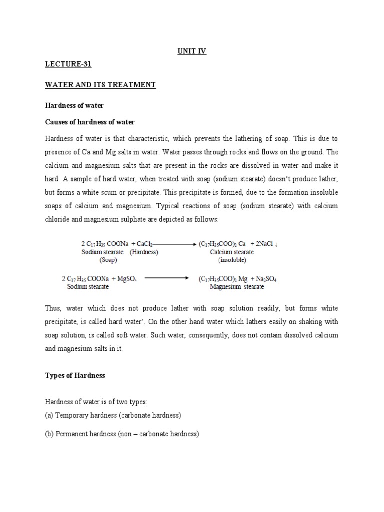 Water and Its Treatment Note | Download Free PDF | Osmosis | Ion Exchange
