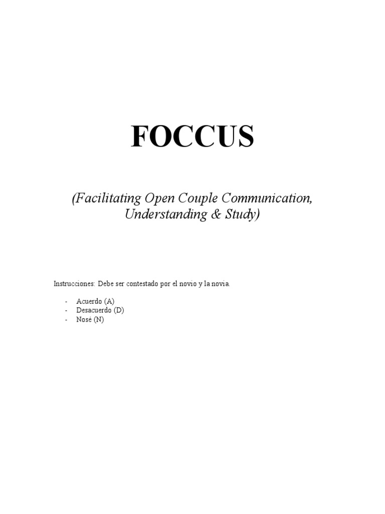 FOCCUS Test | PDF | Matrimonio | Familia