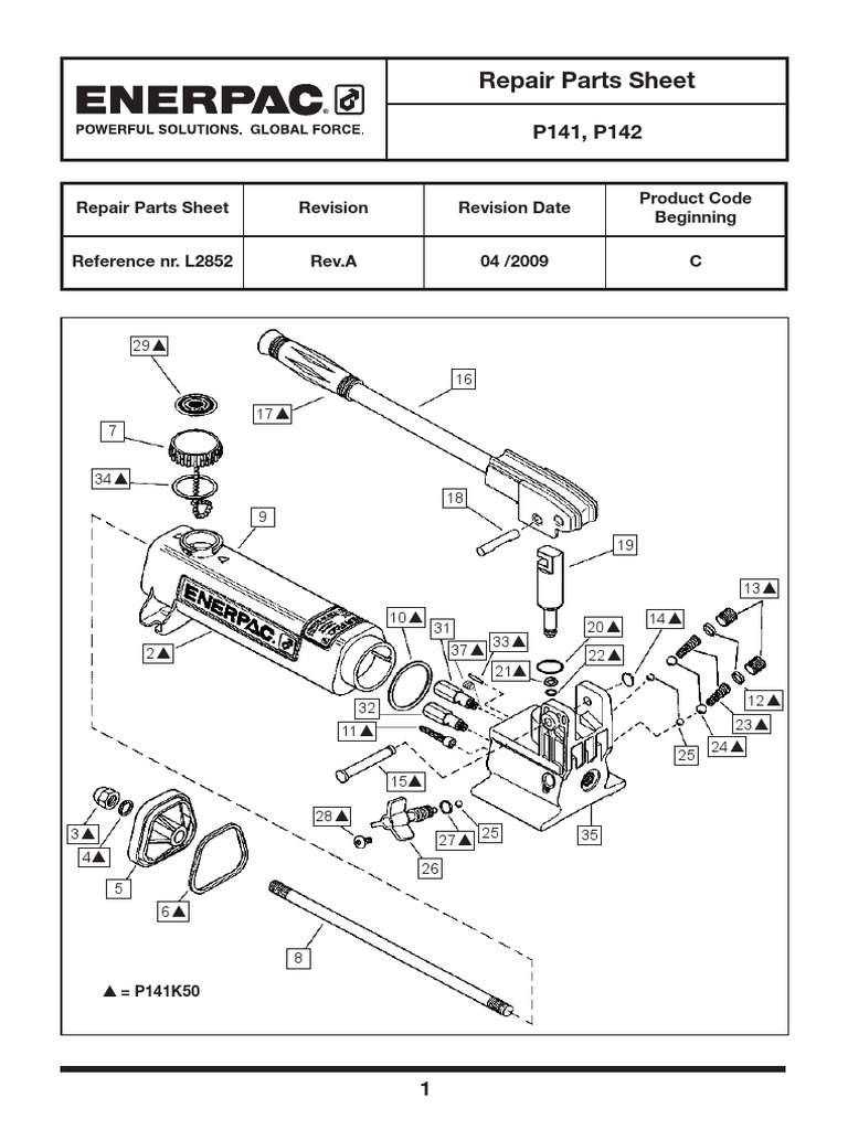 Repair Parts Sheet: Repair Parts Sheet Revision Revision Date Product ...