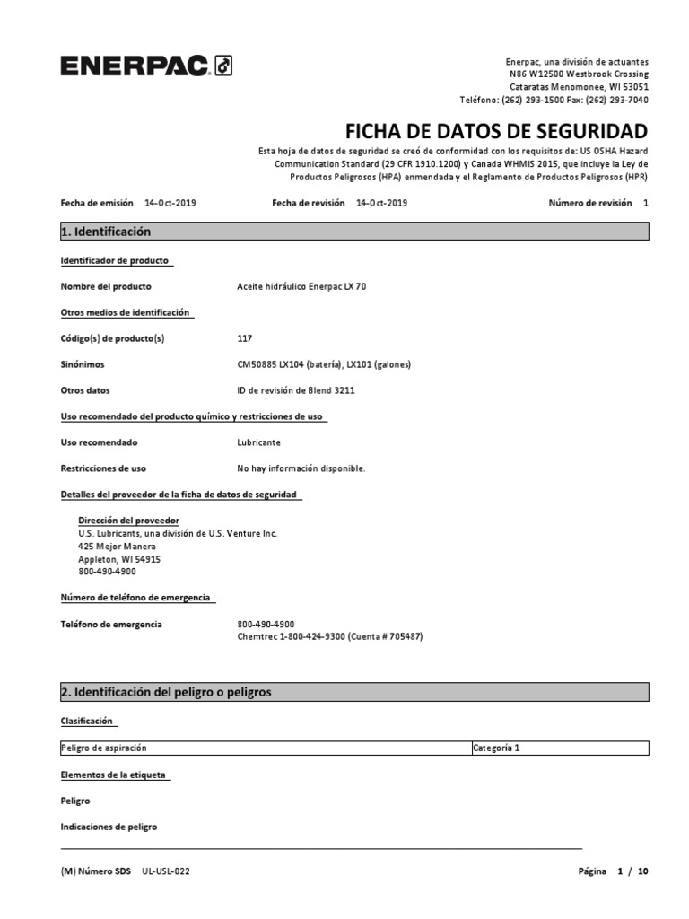 LX70 Oil Safety Data Sheet For LX101 and LX104 Oils ES-LA PDF | PDF ...