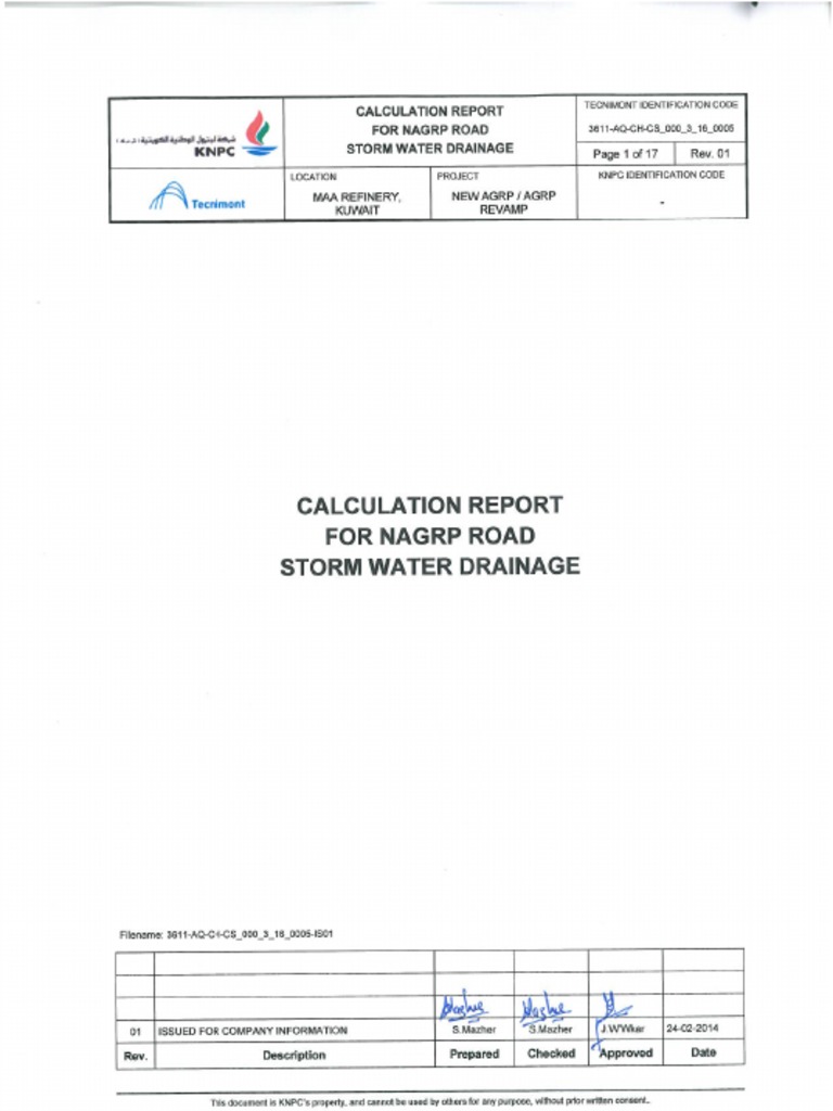 Calculation Report For Nagrp Road Storm Water Drainage | PDF ...