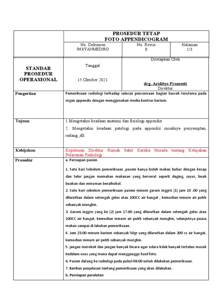 Prosedur Foto Appendicogram Radiologi | PDF