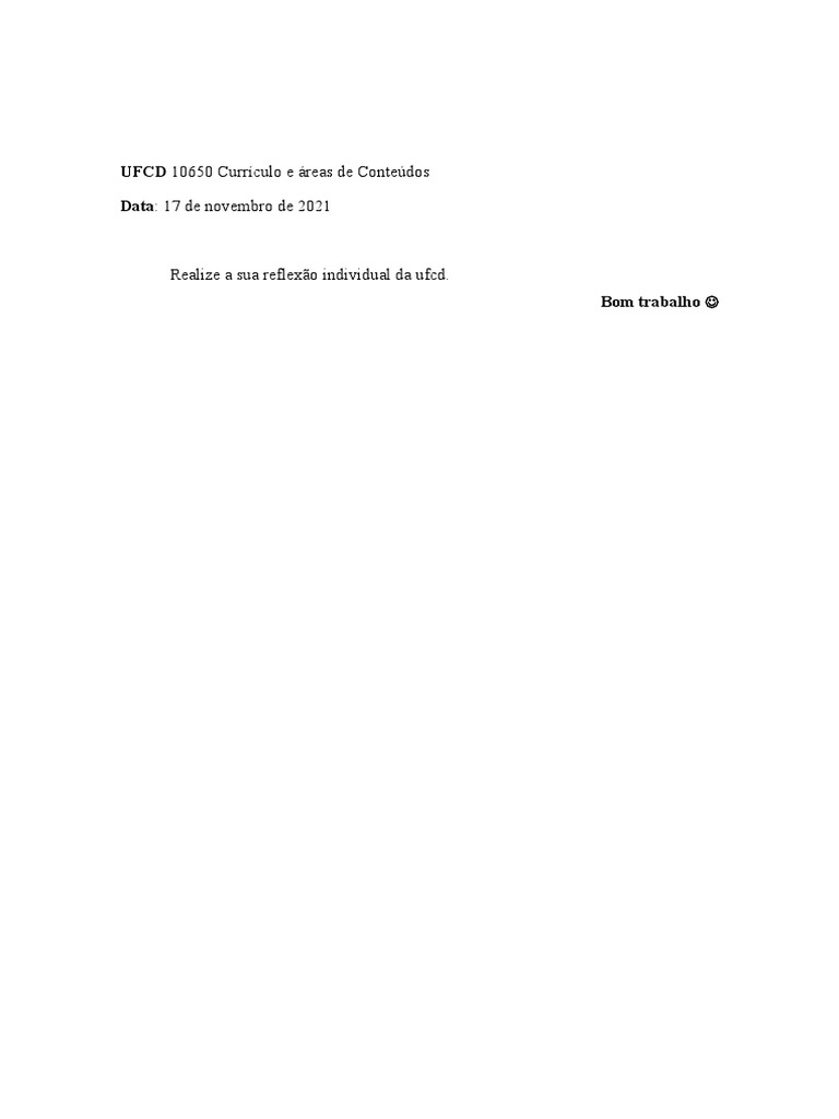 UFCD 10650 Currículo e áreas de Conteúdos | PDF