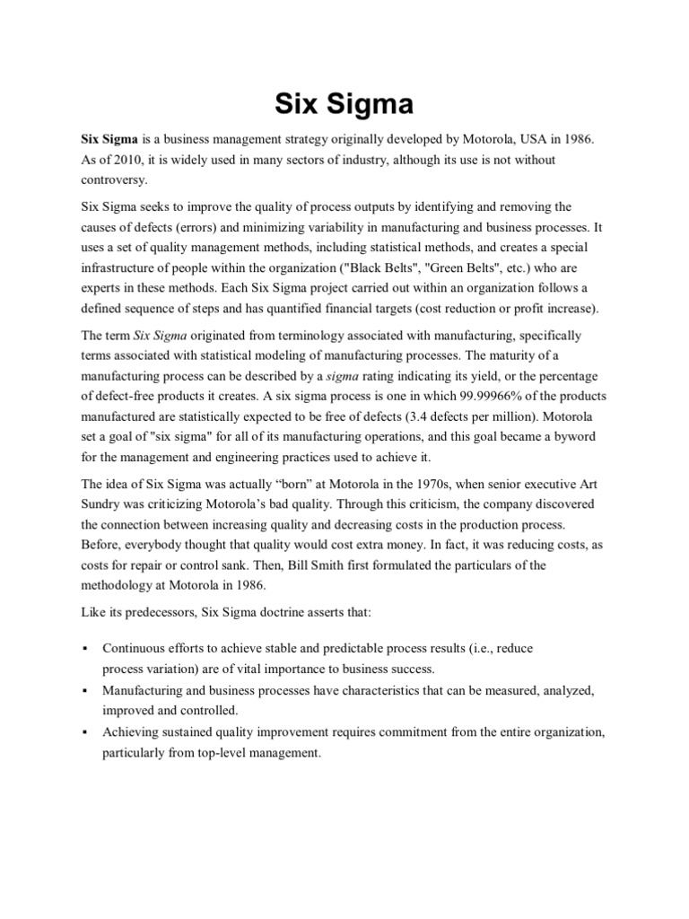 Six Sigma | PDF | Six Sigma | Business Process