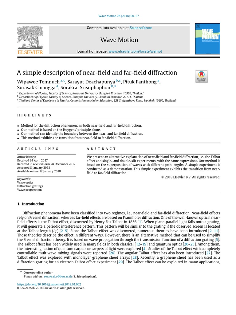 A Simple Description of Near-Field and Far-Field Diffraction PDF | PDF ...