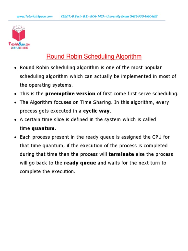 Round Robin Scheduling Algorithm | PDF Round Robin Scheduling Algorithm | PDF