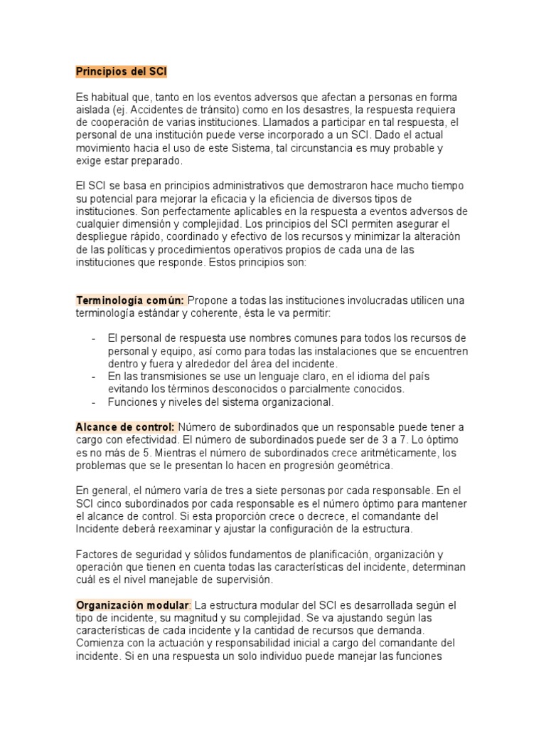 Principios Del SCI | PDF | Bombero | Planificación