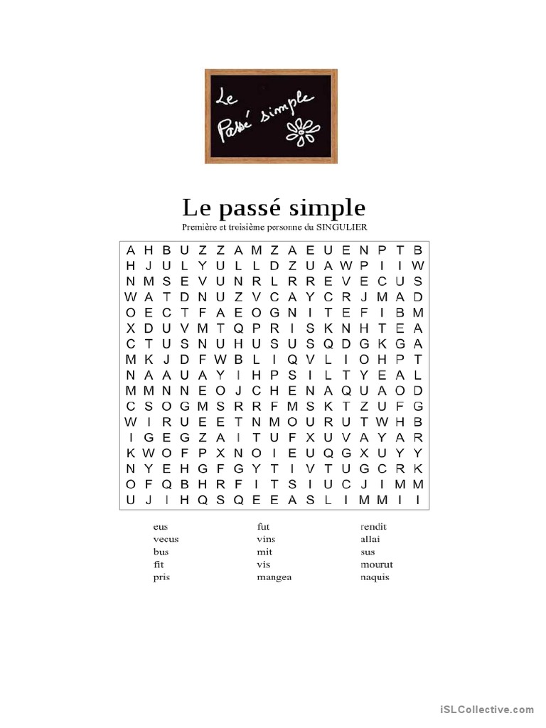 Mots Mêlés - Le Passé Simple | PDF