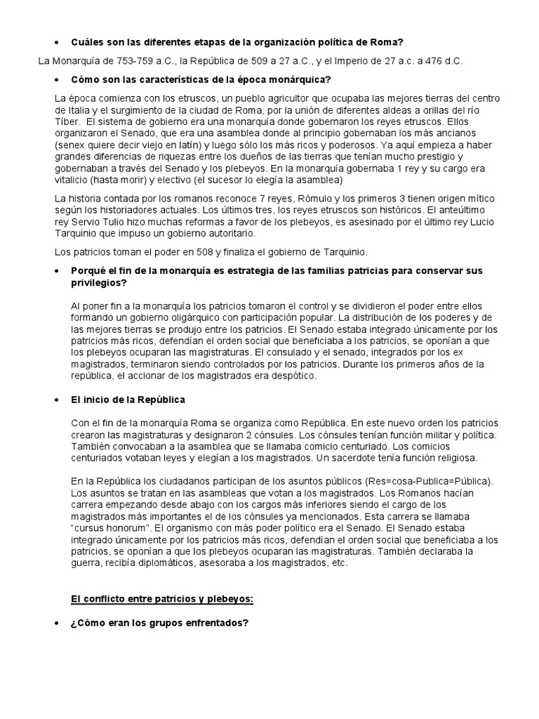 Preguntas y Respuestas Historia | PDF | Roma antigua | imperio Romano