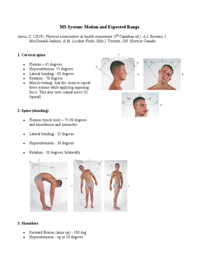 N1J02 Week #2 Musculoskeletal Handout ROM For Students | PDF ...