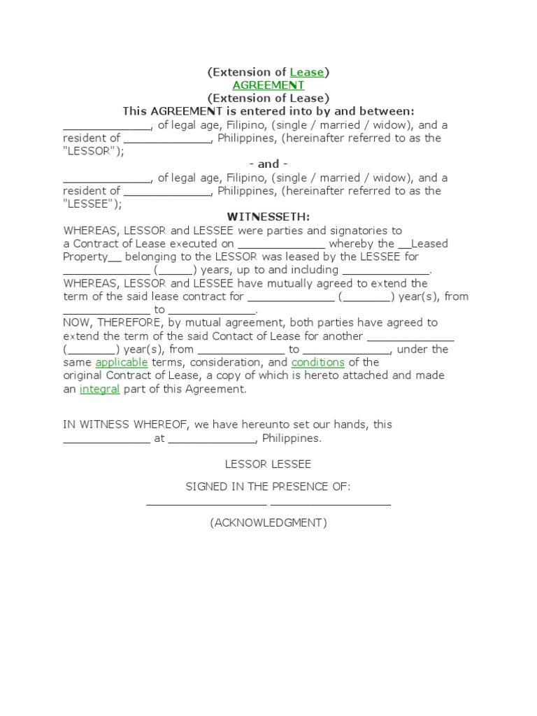 Lease Extension Agreement Template | PDF
