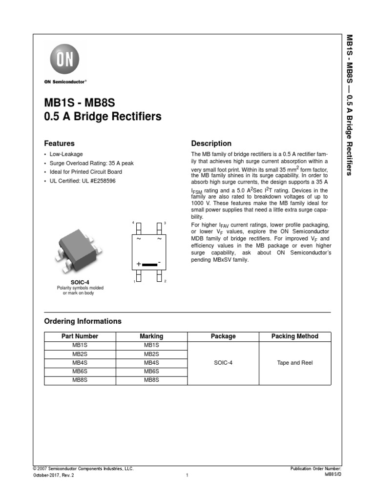 Arrestor 100MBON - Semiconductor-MB8S-datasheet PDF | PDF | Rectifier | Medical Device