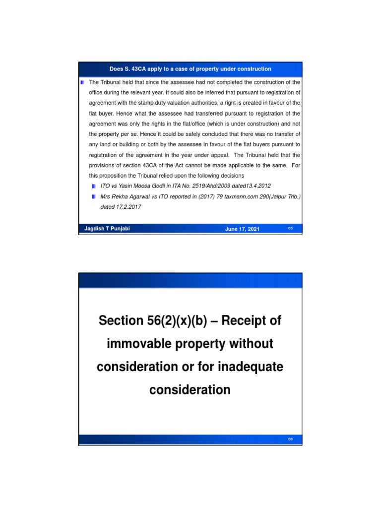 Applicability of Section 56(2)(x) of the Income Tax Act to Receipt of ...