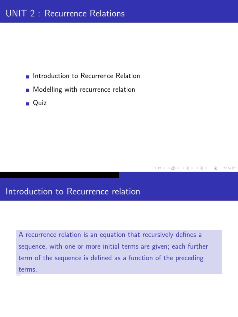 Lecture 9 Mth401 U2 Pdf Recurrence Relation Discrete Mathematics