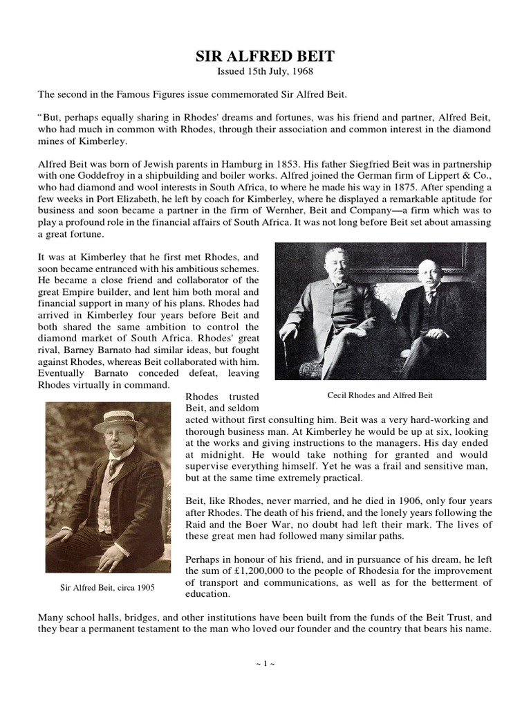 018 1968 Sir Alfred Beit Mar 2018yygfhhgdx | PDF | Zambia | Philately