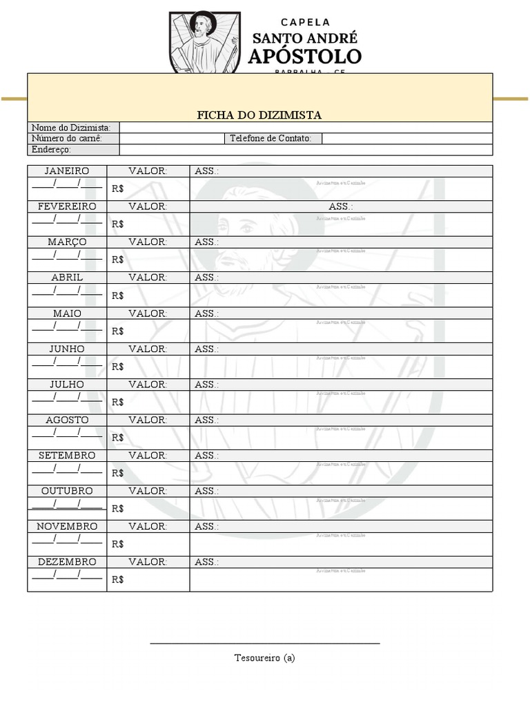 Ficha Do Dizimista 2023 | PDF