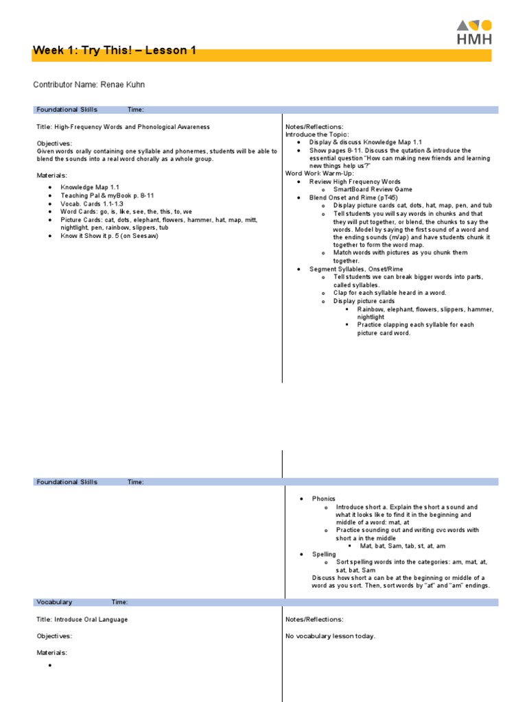 Into Reading LLC G1 M1 W1 L1 | PDF | Syllable | Cognition