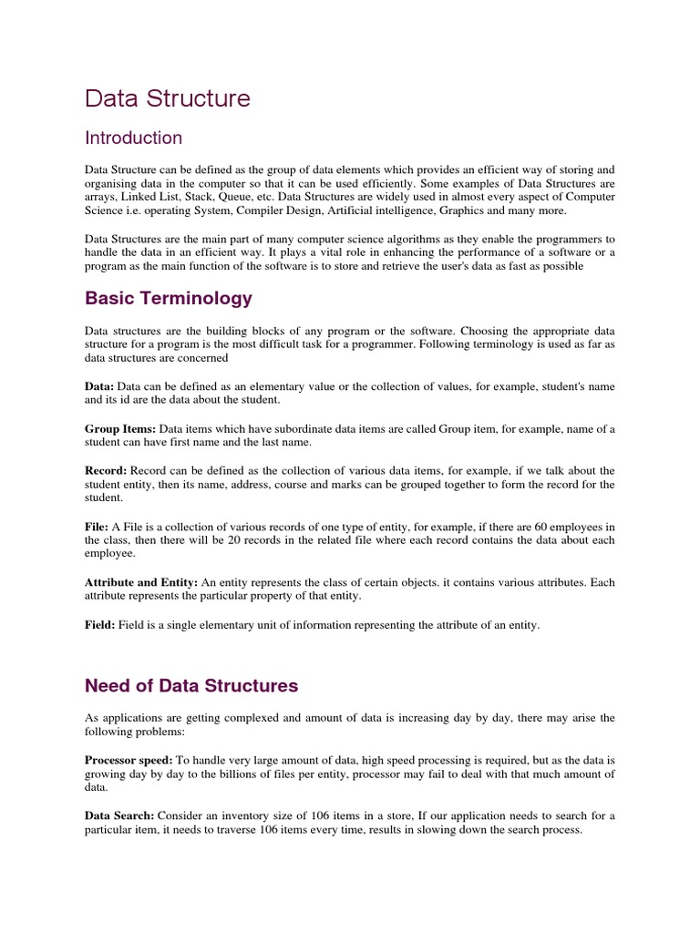 Data Structure Intro and Algo | PDF | Time Complexity | Algorithms Data Structure Intro and Algo | PDF | Time Complexity | Algorithms